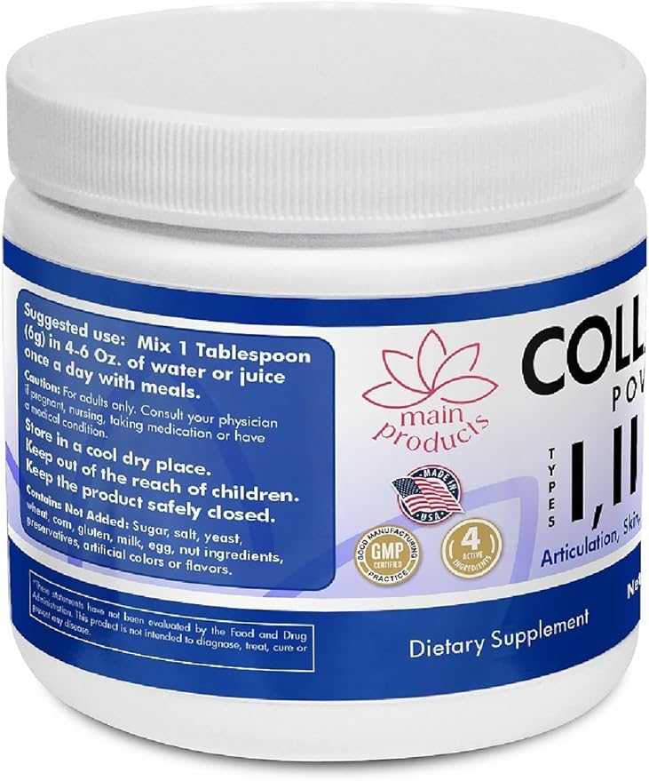 Collagen powder types I, II, and III. Hydrolyzed collagen and ...